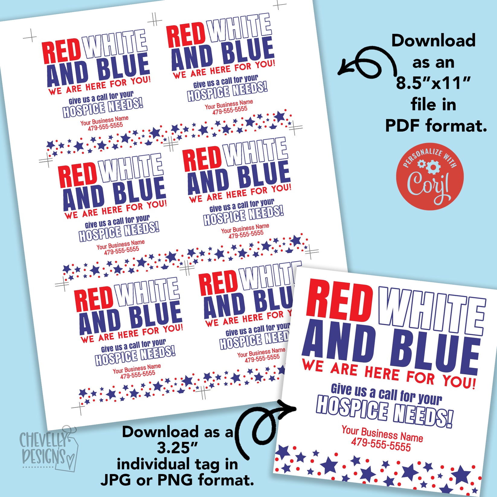 Editable - Red White and Blue Referral Gift Tags - Business Marketing ...