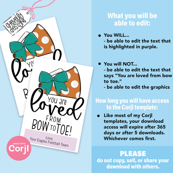 Editable Gift Tags for Cheerleaders Treats - Teal and Copper Cheer Bow ...