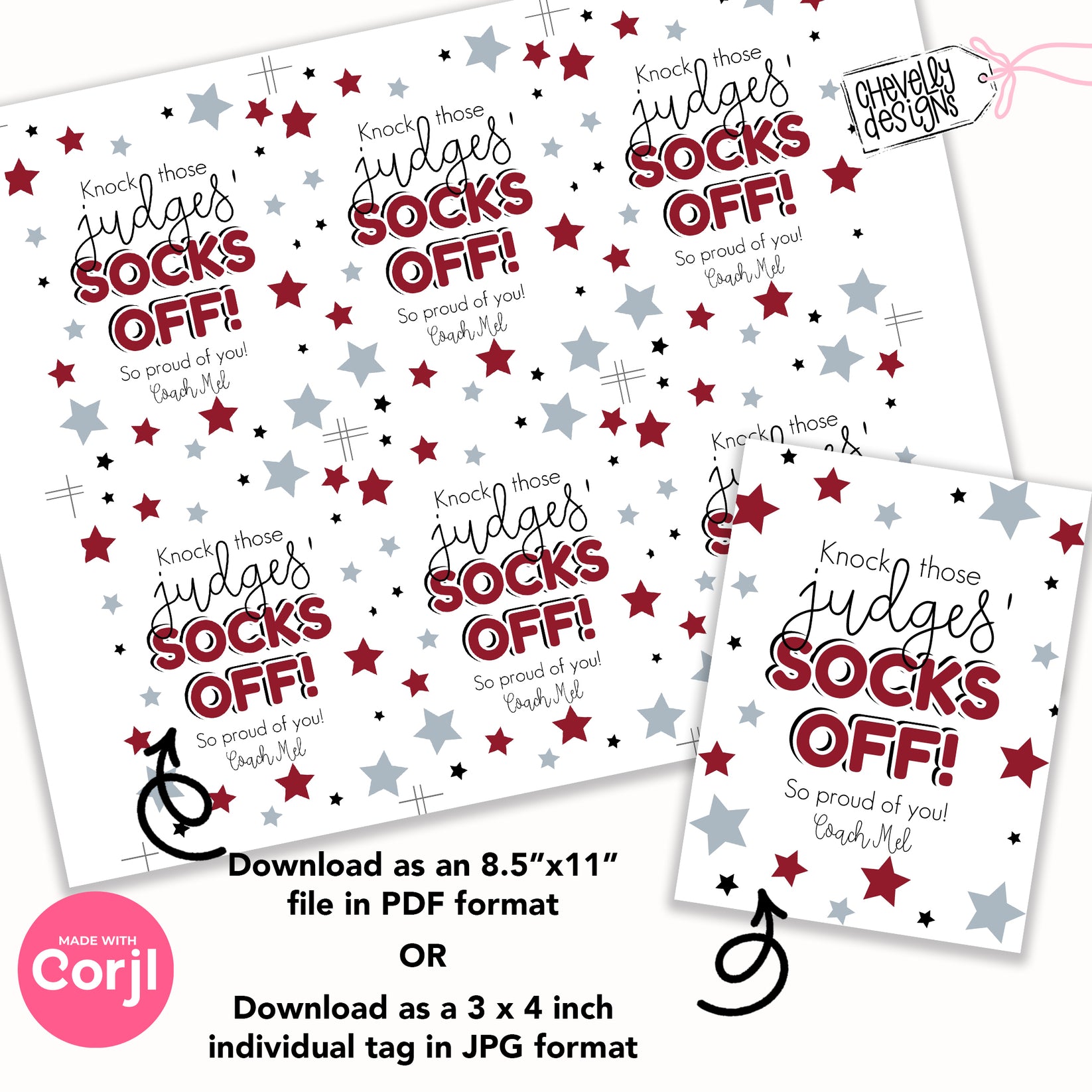 EDITABLE - Knock those Judges Socks Off - Gift Tags for Cheerleaders ...