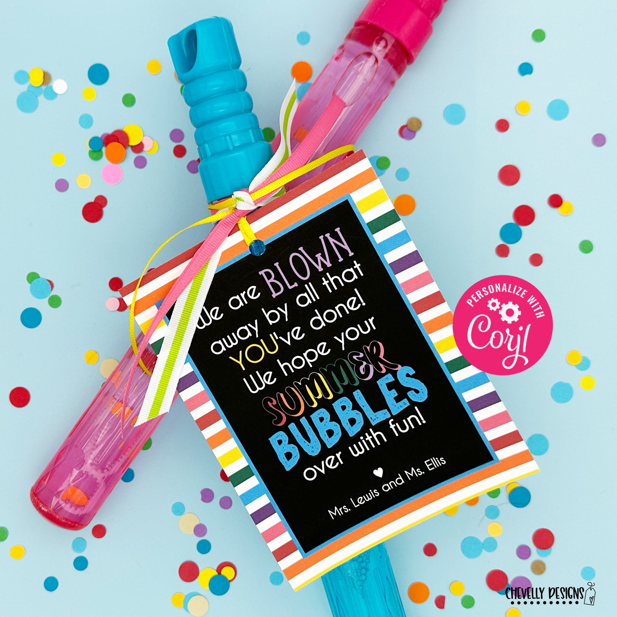 Editable - Blown Away End of School Student Gift Tags for Bubbles - Pr ...