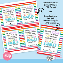 Editable - Blown Away End of School Student Gift Tags for Bubbles - Pr ...