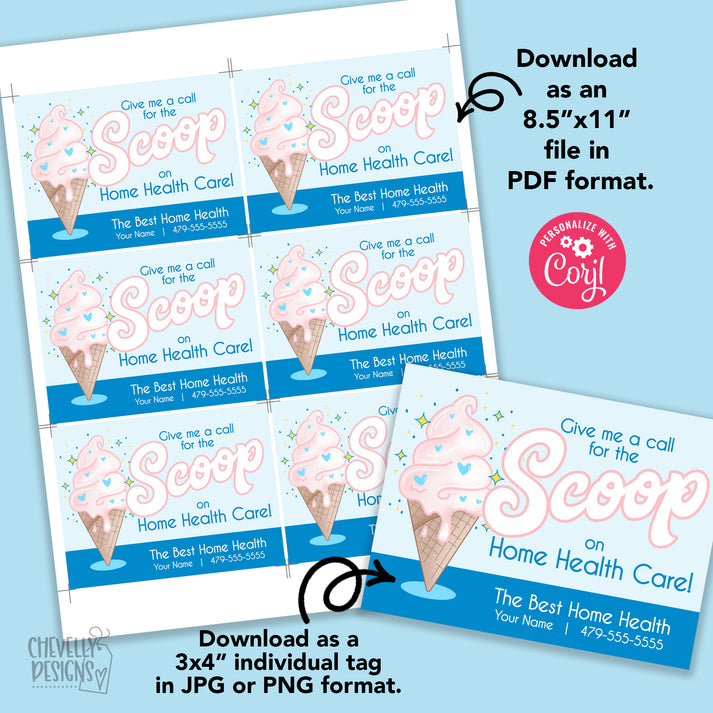 EDITABLE - Call Me for the Scoop - Ice Cream Referral Tags - Printable ...