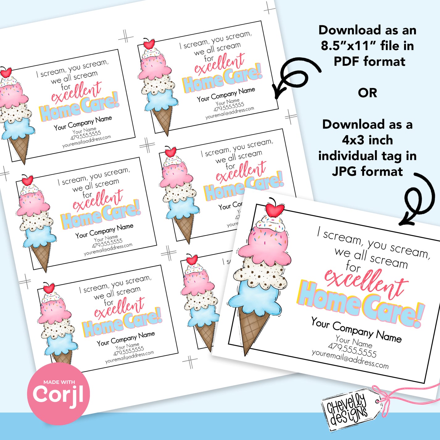 EDITABLE - I Scream, You Scream - Ice Cream Cone Business Referral Gif ...