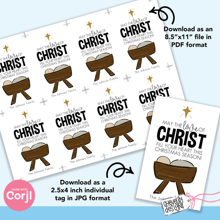 EDITABLE Nativity Christmas Gift Tags - Love of Christ fill Your Heart ...