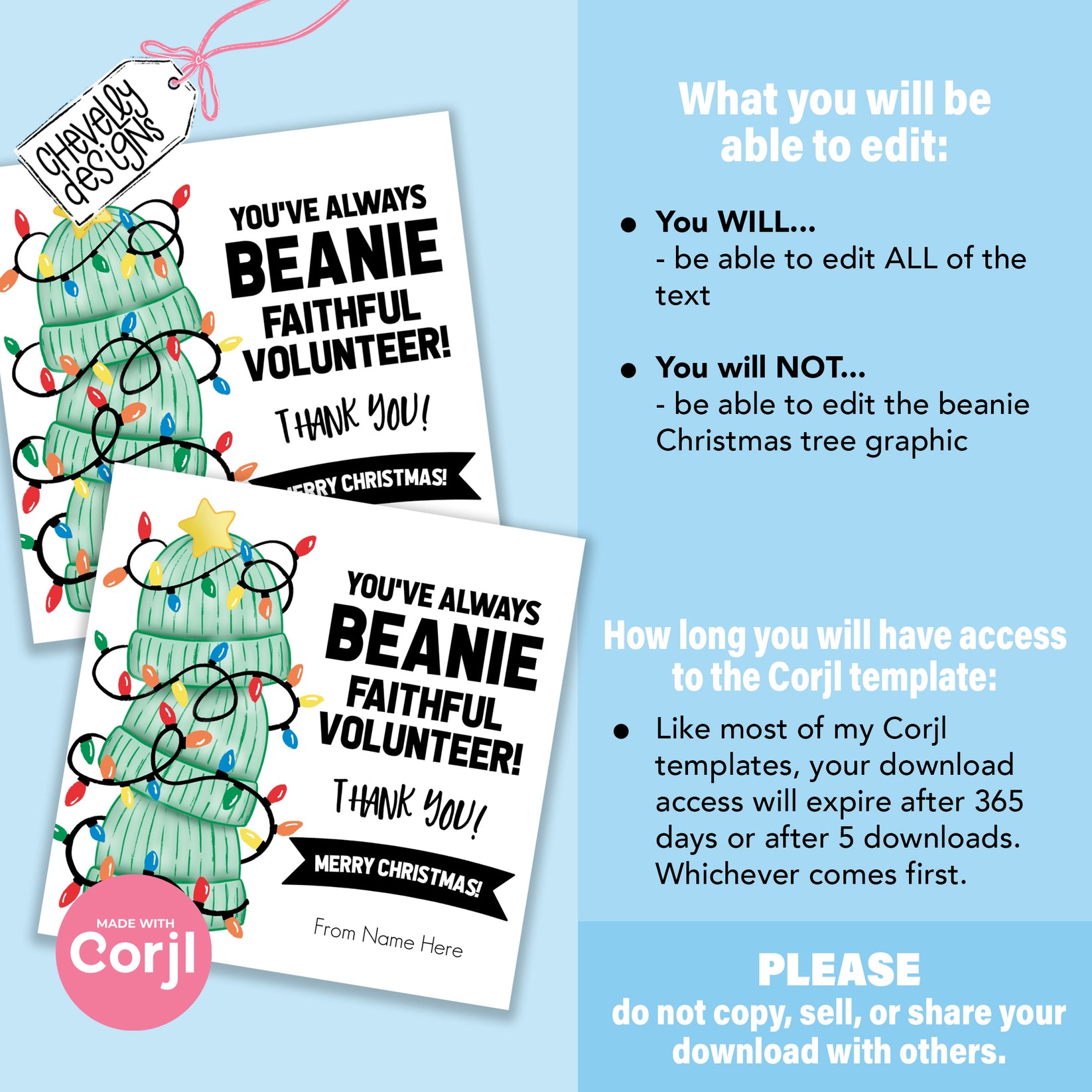 EDITABLE - You've Always Beanie Faithful Volunteer - Christmas Ministr ...