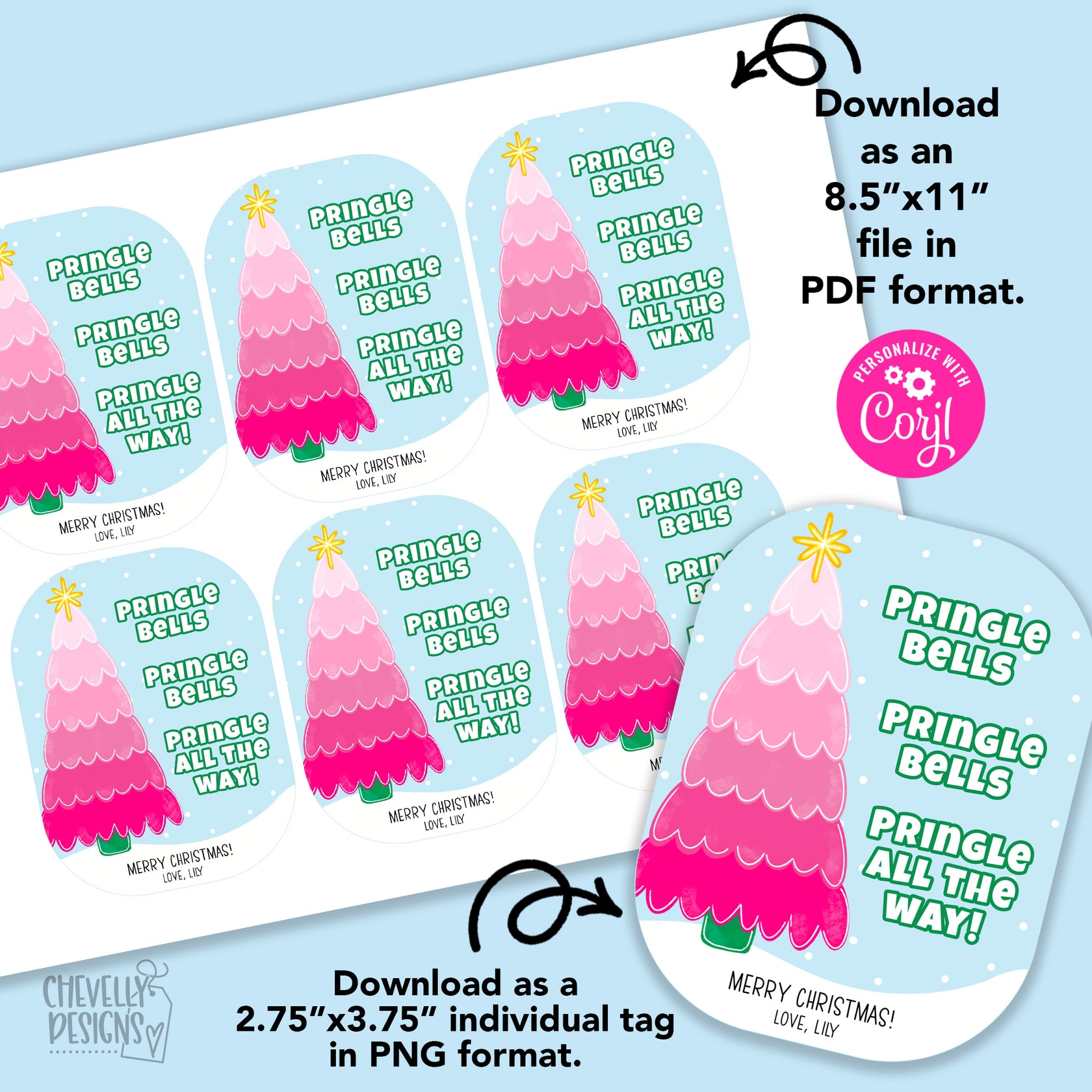 EDITABLE - Pringle Bells Kids Christmas Chip Printable - for Snack Siz ...