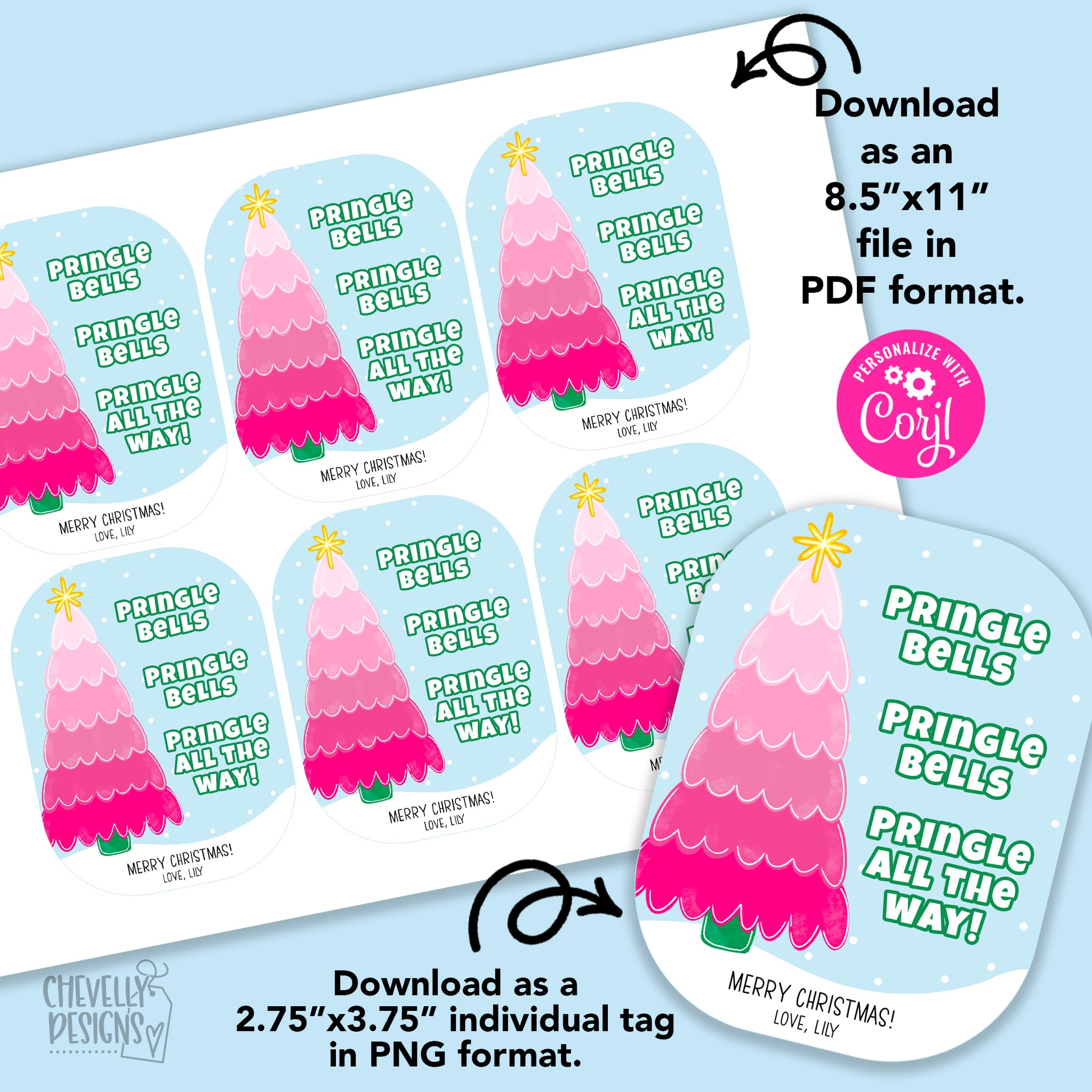 EDITABLE - Pringle Bells Kids Christmas Chip Printable - for Snack Siz ...