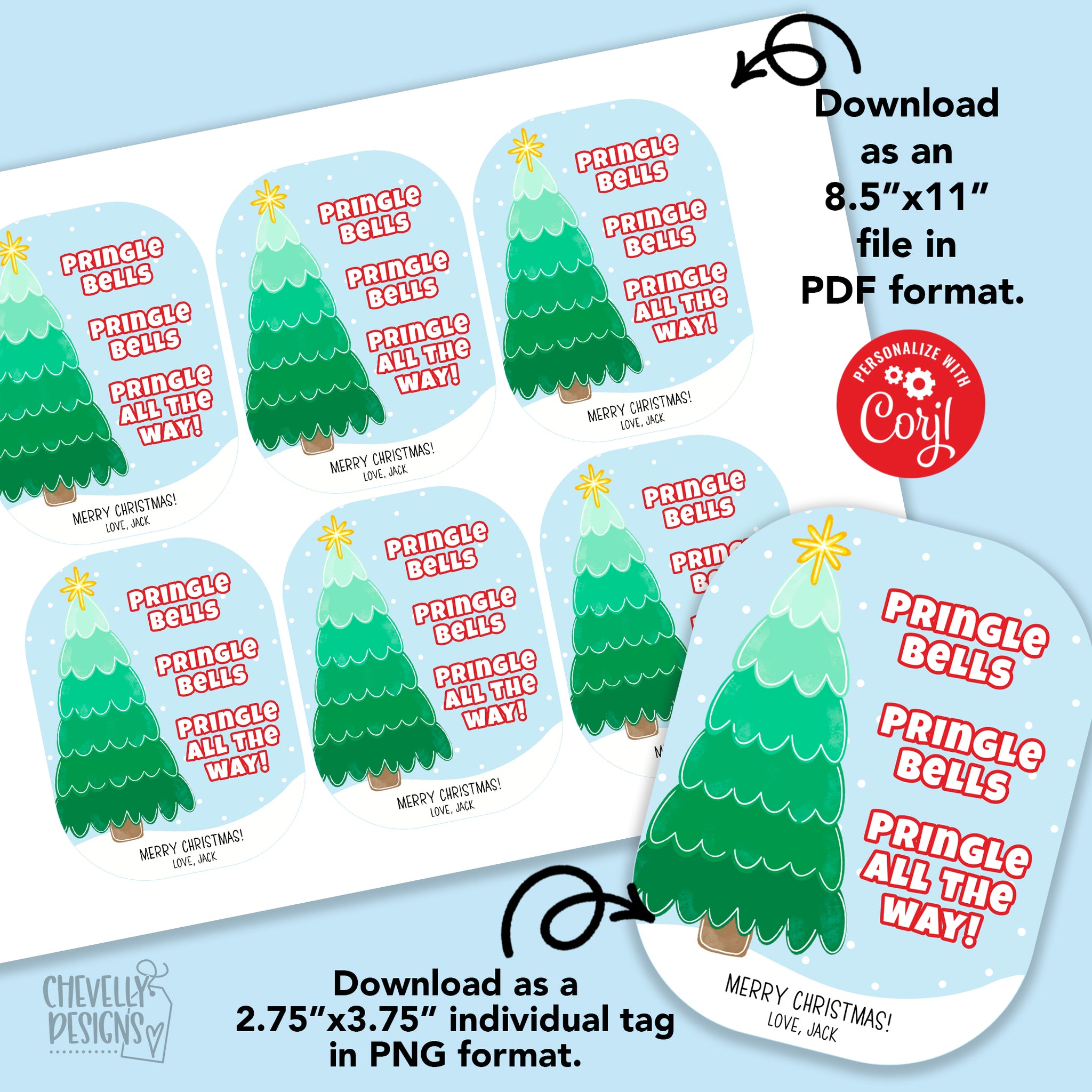 EDITABLE - Pringle Bells Kids Christmas Chip Printable - for Snack Siz ...