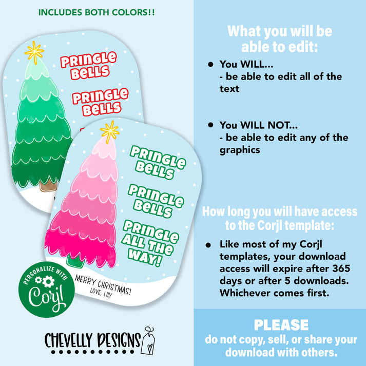 EDITABLE - Pringle Bells Kids Christmas Chip Printable - for Pringles ...