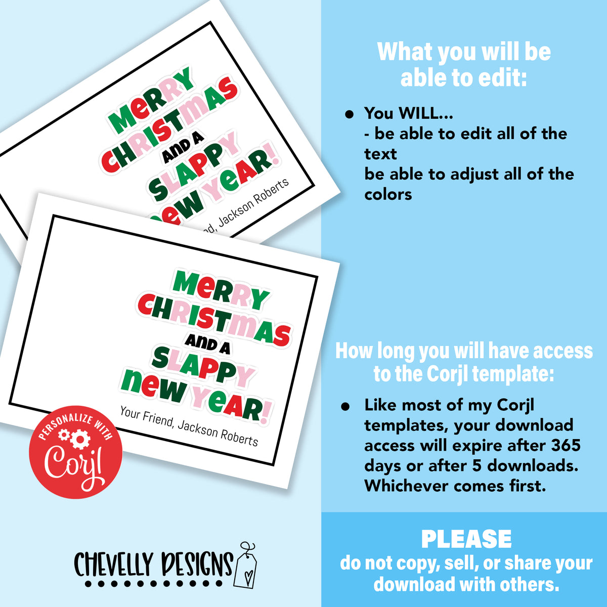 EDITABLE - Merry Christmas and a Slappy New Year - Printable Slap Brac ...