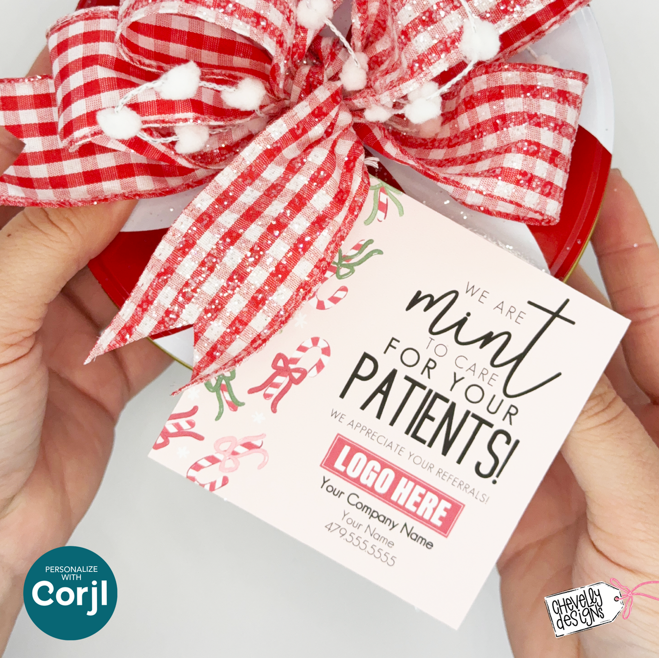 Editable Christmas Referral Gift Tag: Candy Cane, Holiday Patient Care ...