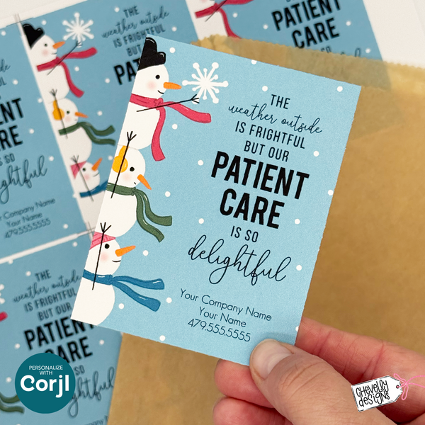 Editable Christmas Referral Gift Tag: Winter Snowman Patient Care Mark ...