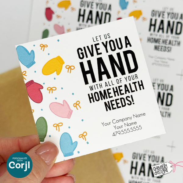 Editable Referral Gift Tag: Give You a Hand, Home Health Needs, Mitten ...