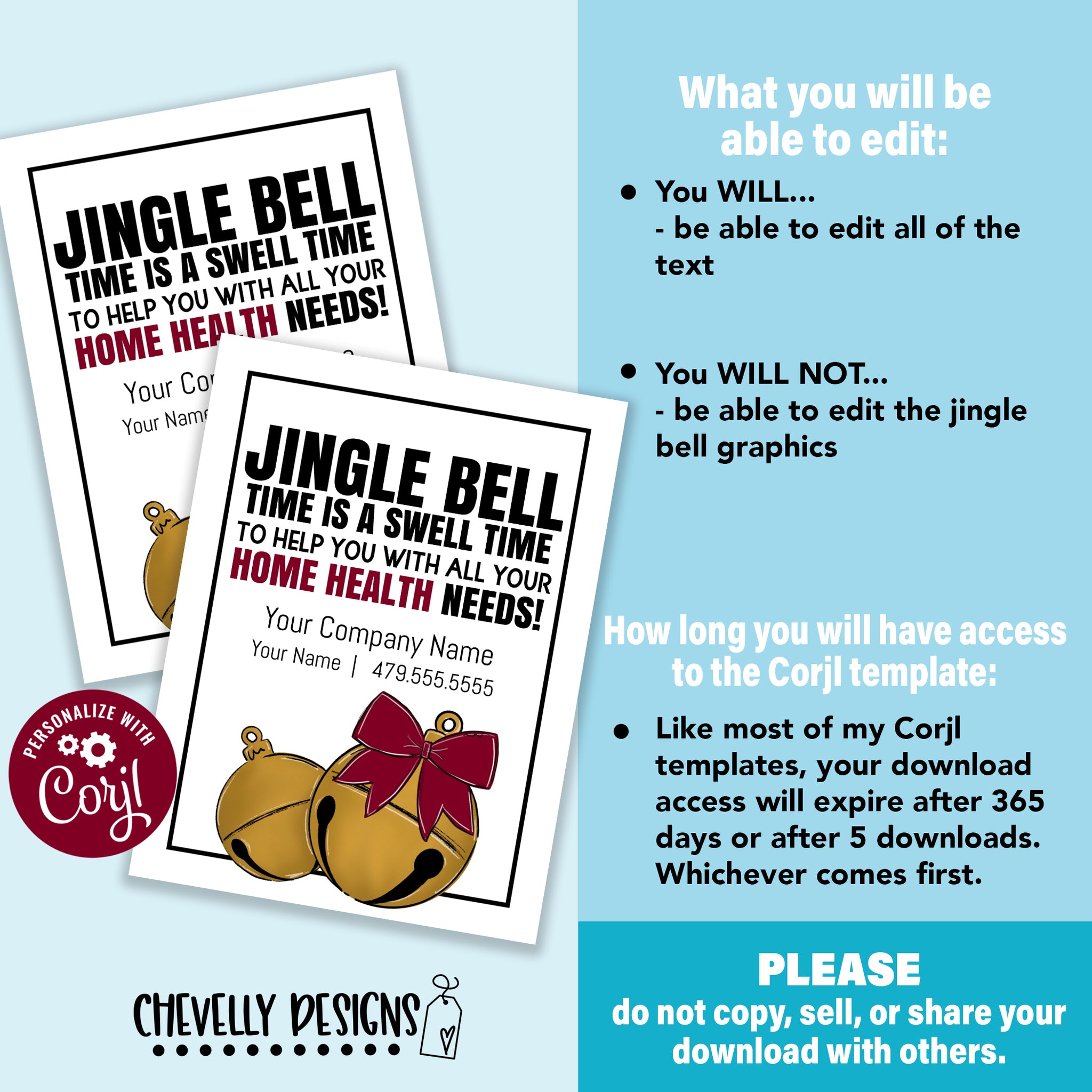 EDITABLE - Jingle Bell Time - Home Health Business Referral Gift Tags ...