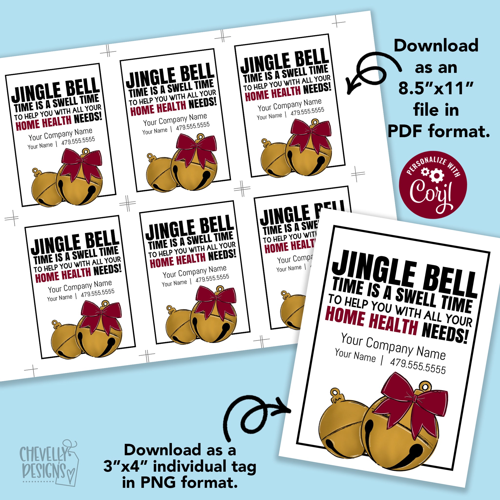 EDITABLE - Jingle Bell Time - Home Health Business Referral Gift Tags ...