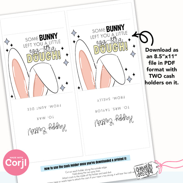 EDITABLE - Easter Bunny Cash Gift Holder - SomeBunny Left You a Little ...