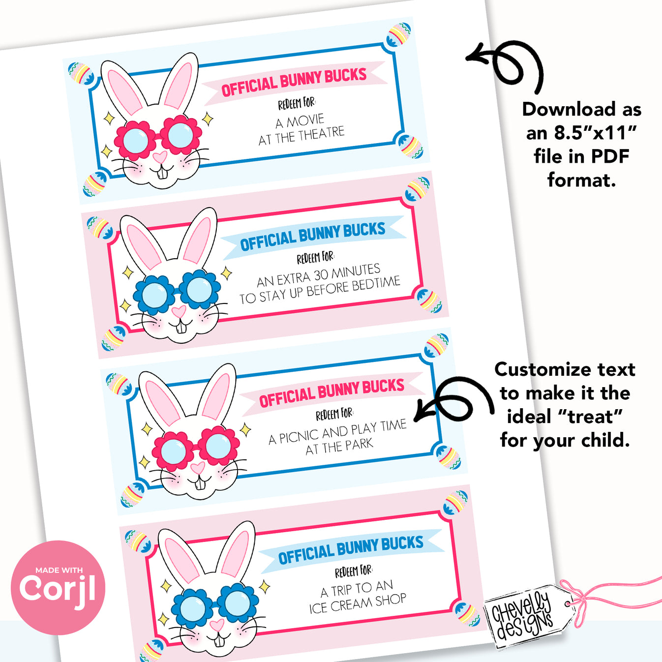 EDITABLE - Printable Bunny Bucks, Easter Basket Egg Filler, Fun Easter ...