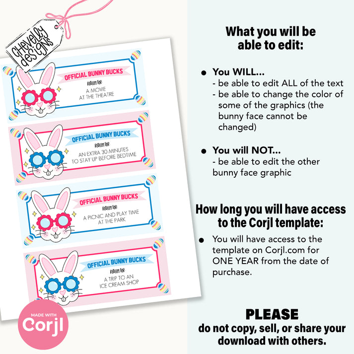 EDITABLE - Printable Bunny Bucks, Easter Basket Egg Filler, Fun Easter ...