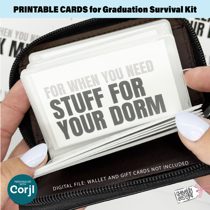 Editable Cards for Graduate Survival Kit (Printable Digital File ...