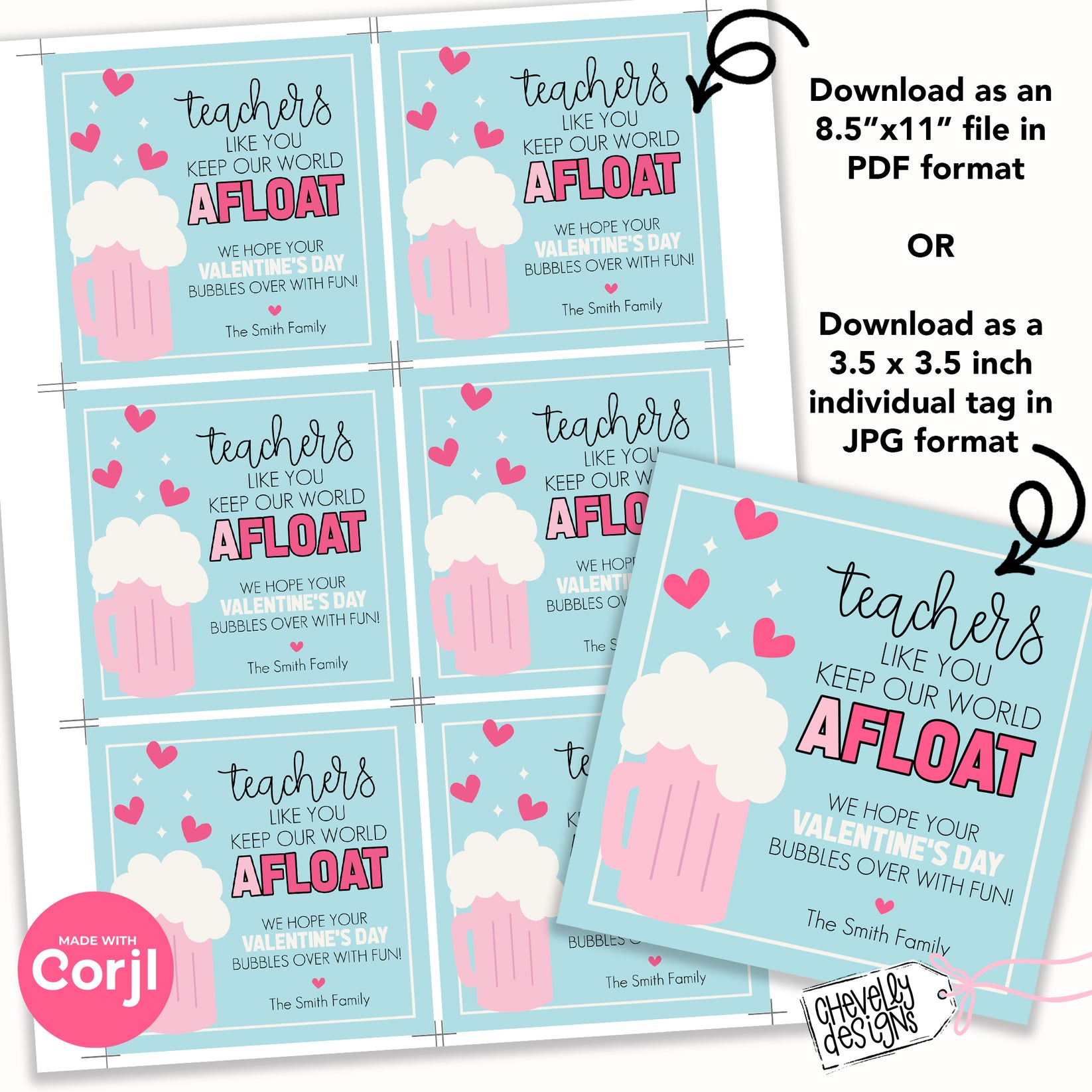 Editable, Teachers Like You Keep Our World aFLOAT, Printable Valentine ...