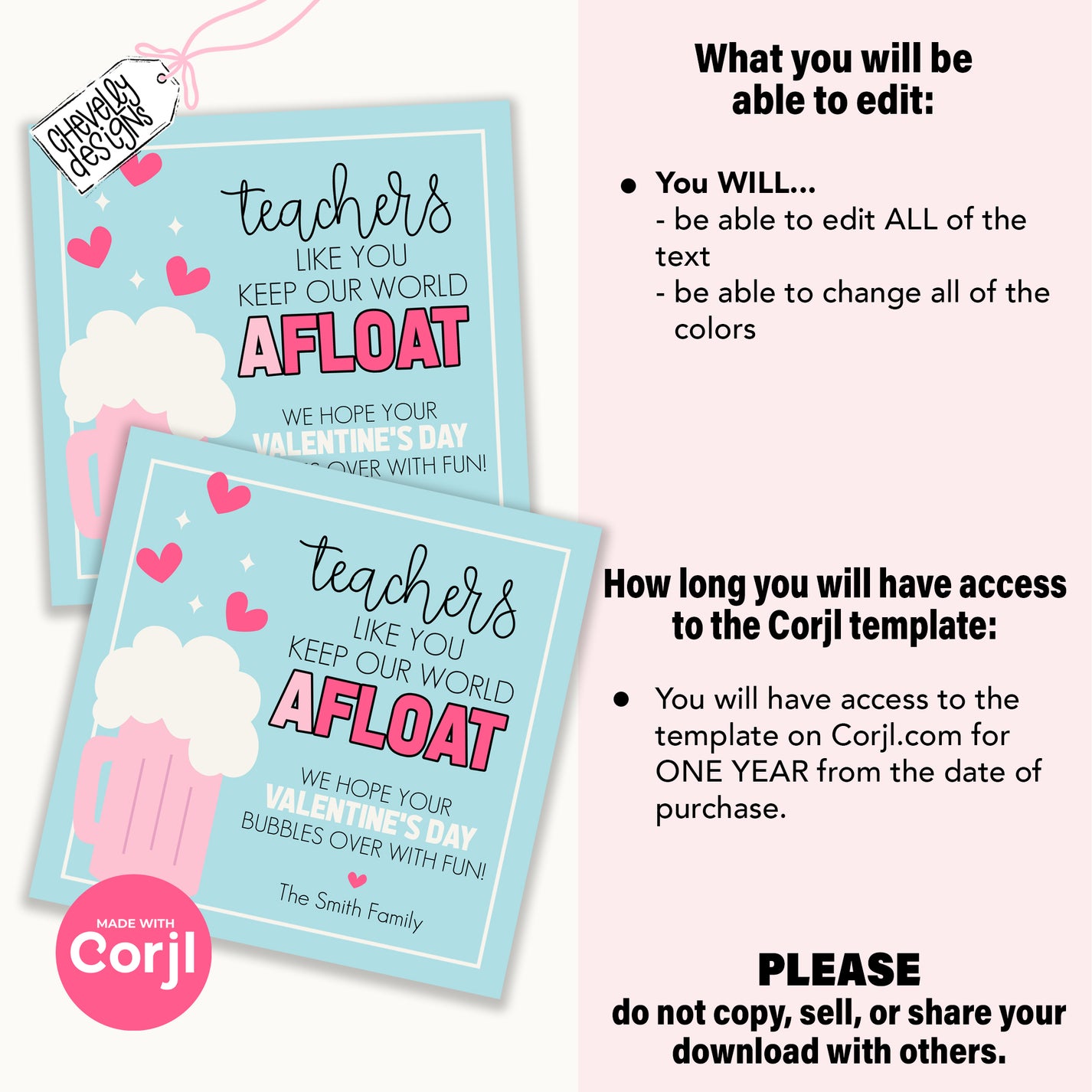 Editable, Teachers Like You Keep Our World aFLOAT, Printable Valentine ...