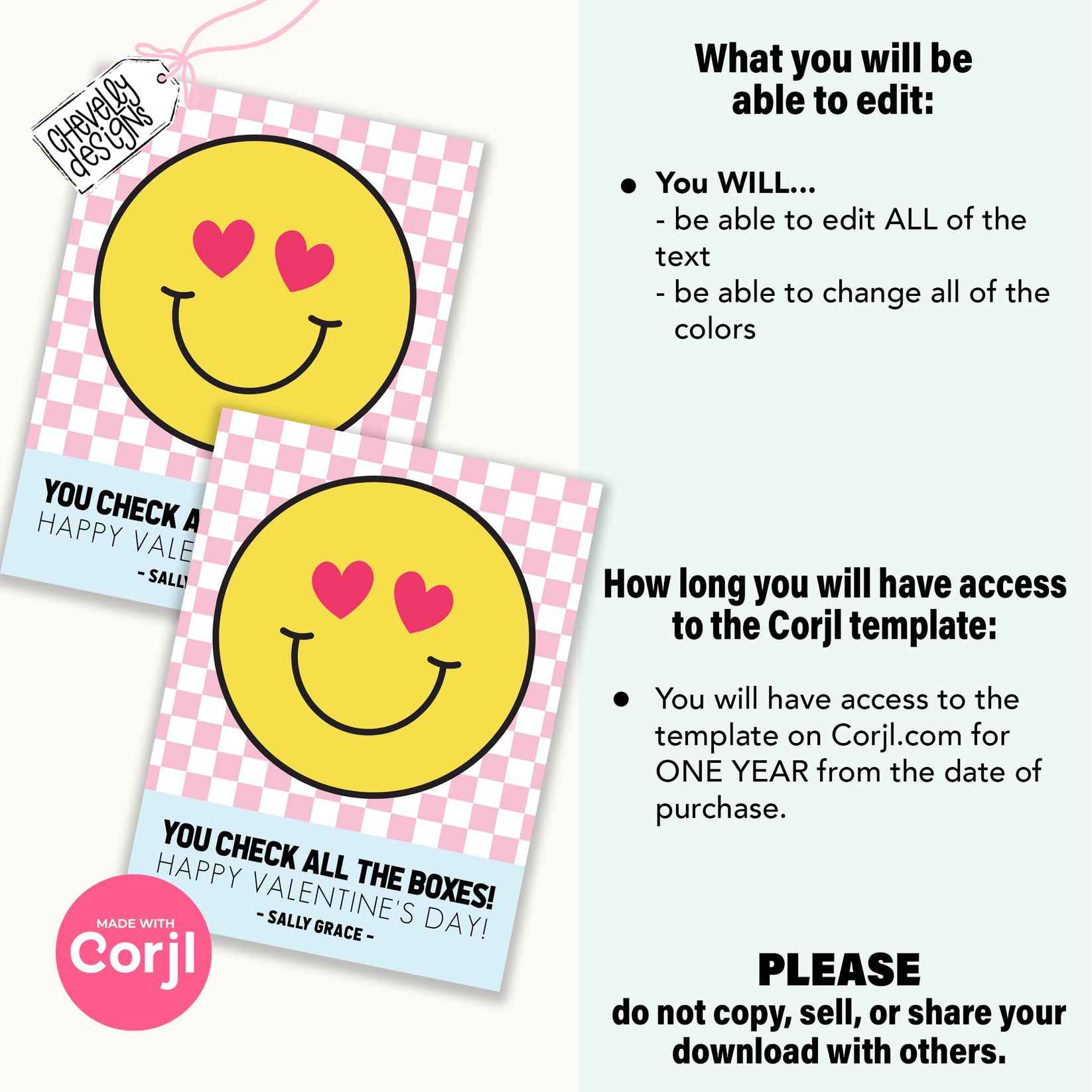 Editable Printable Valentine Cards, You Check all the Boxes – Chevelly ...