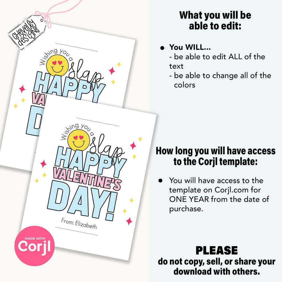 Editable Printable Valentine Cards for Slap Bracelets, Have a Slap Hap ...