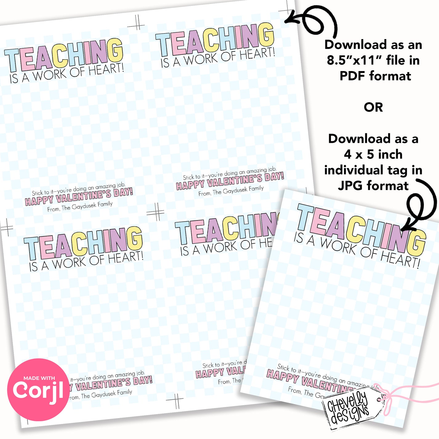 Editable Printable Valentine Cards for Sticky Notes, Teaching is a Wor ...