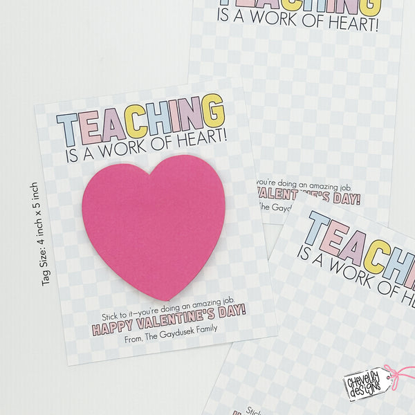 Editable Printable Valentine Cards for Sticky Notes, Teaching is a Wor ...