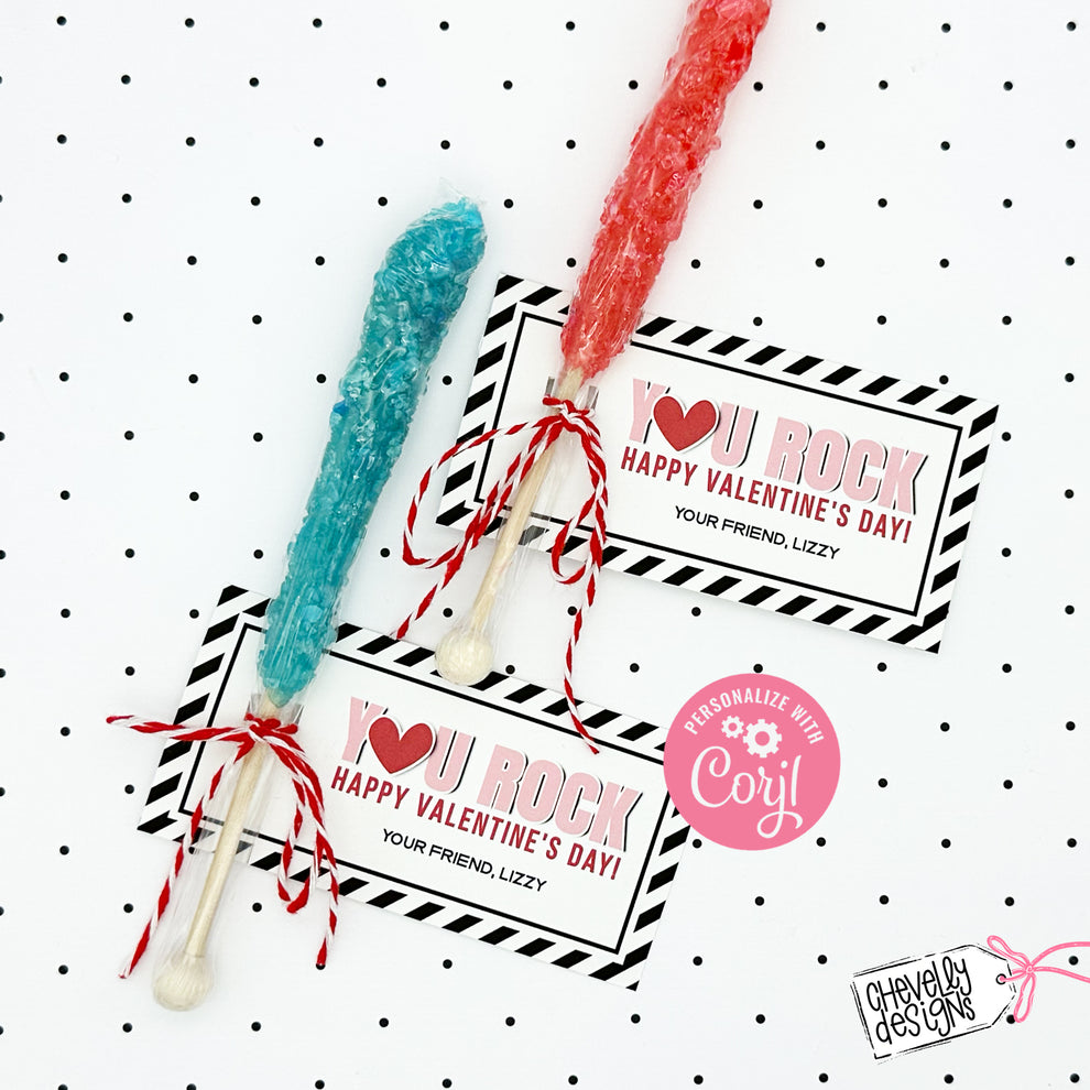 EDITABLE - You Rock Valentine - Student Valentine Cards - Printable Di ...