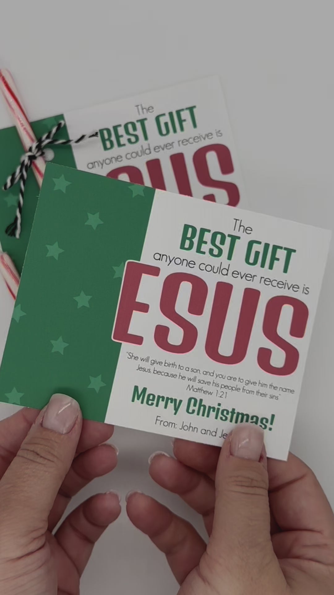 EDITABLE - Best Gift is Jesus - Red and Green Candy Cane Printable - G ...
