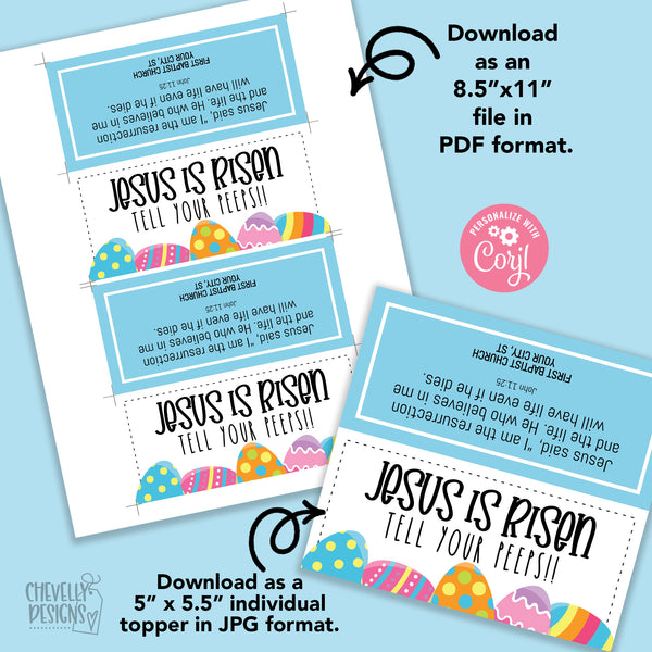 EDITABLE - Jesus is Risen...Tell Your Peeps - Easter Treat Bag Toppers ...