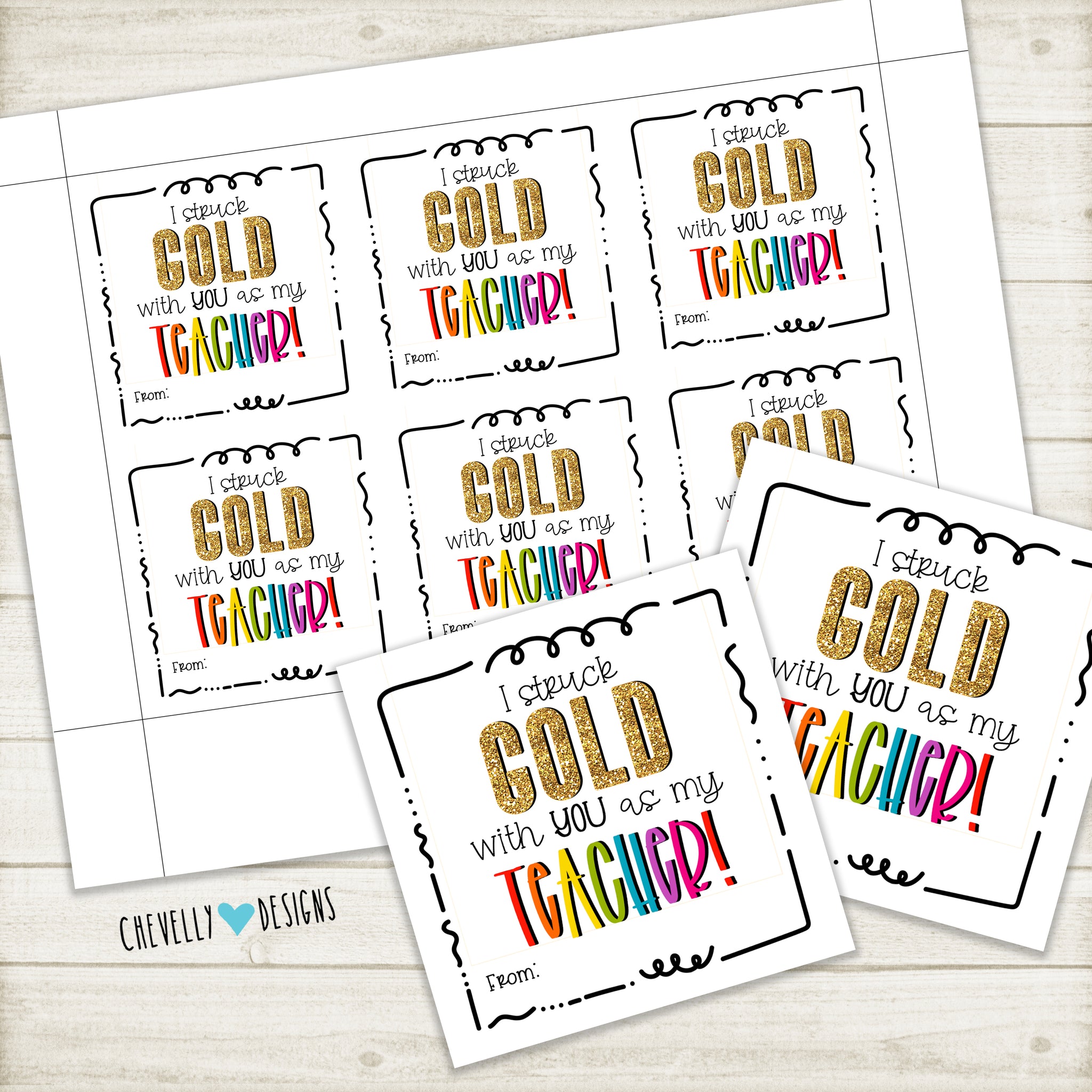 Printable Back to School Gift Tags - I struck GOLD with you as my TEAC ...