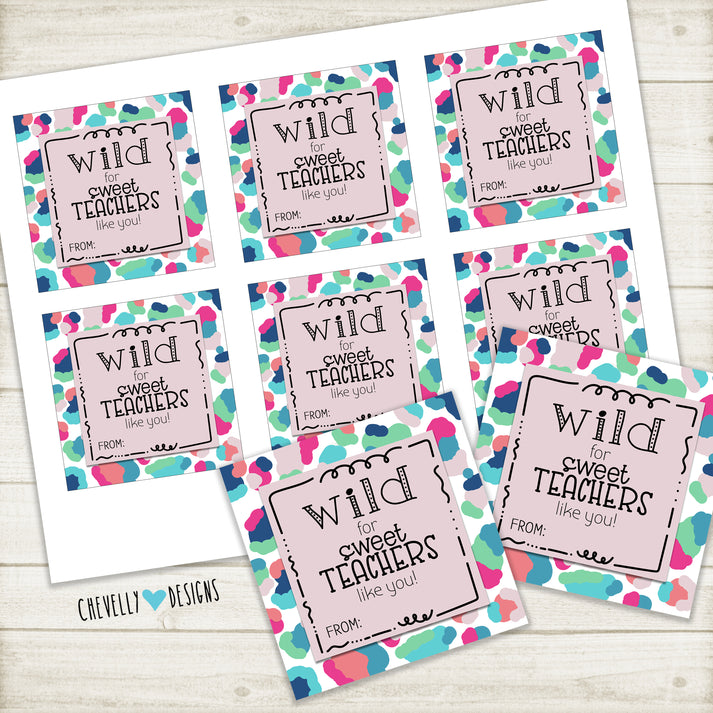 Printable Colorful Leopard Print Gift Tags for Teacher Treats - Instan ...