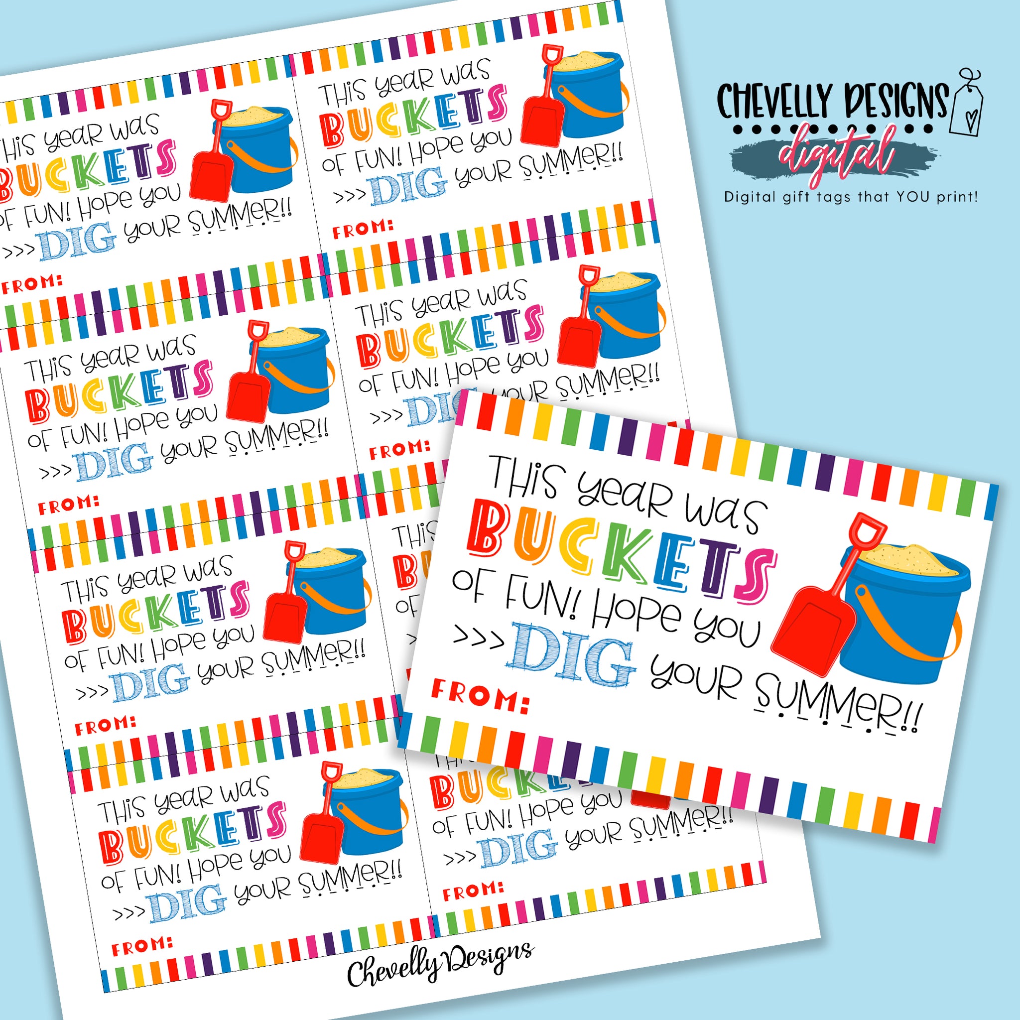 Buckets of Fun Student Gift Tags for the End of the School Year | Prin ...