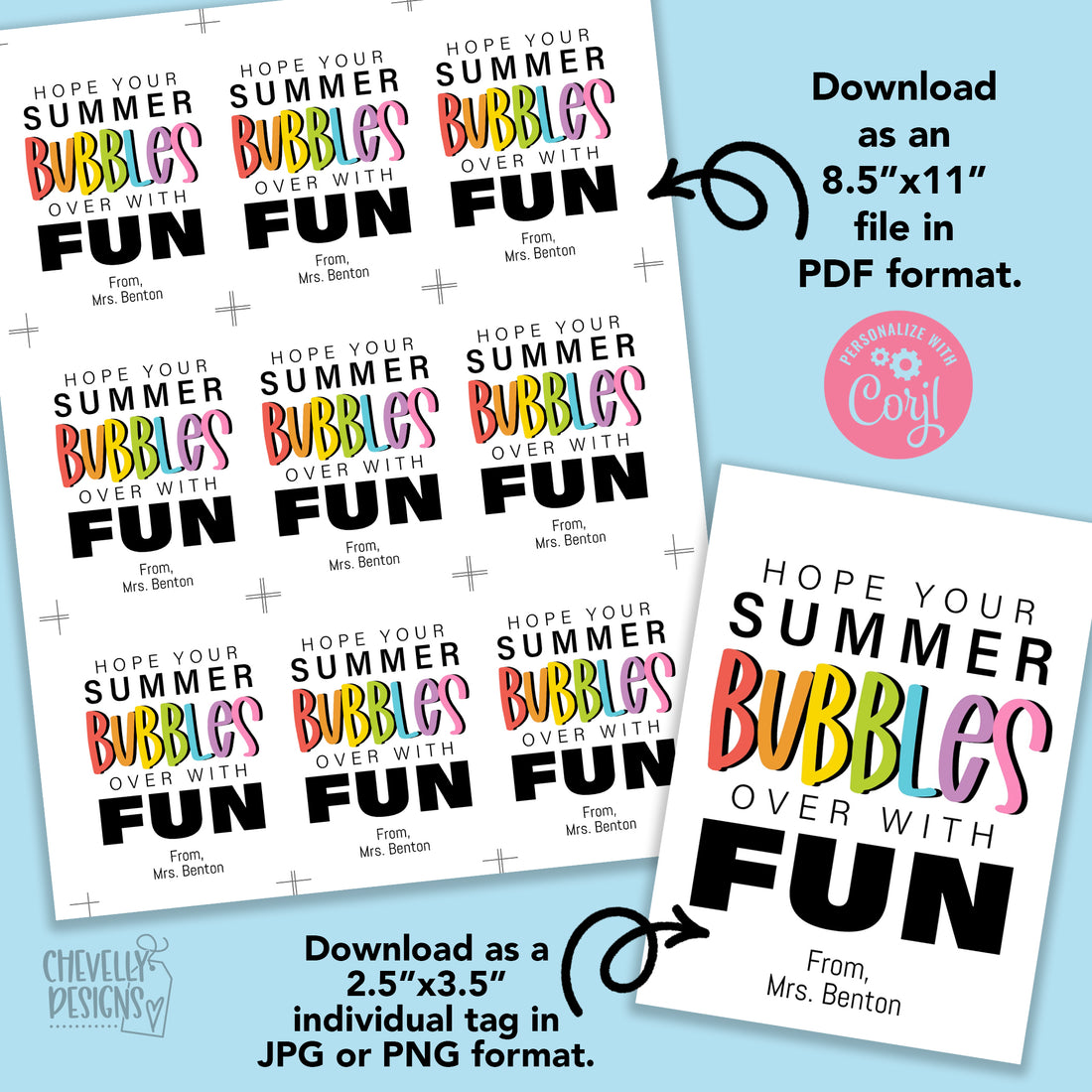 Editable - Hope Your Summer Bubbles Over with Fun - End of School Stud ...
