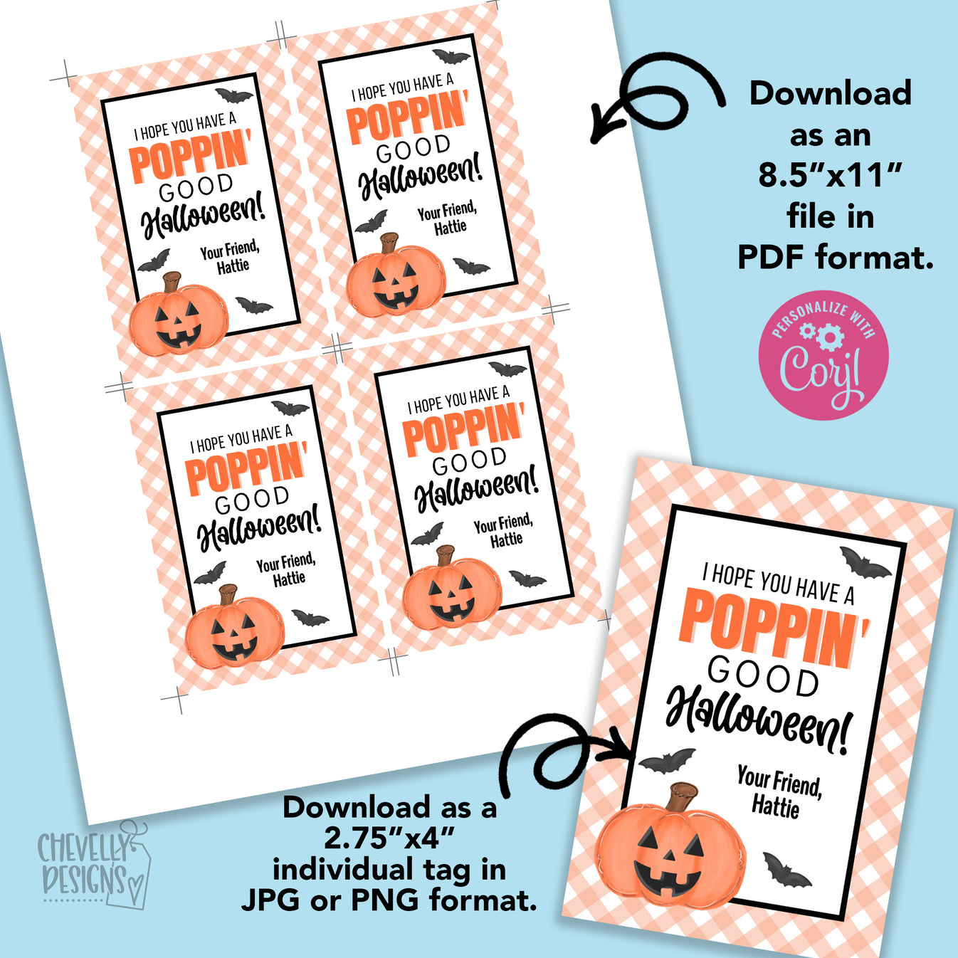 EDITABLE - Poppin Halloween Gift Tags - Printable Digital File ...