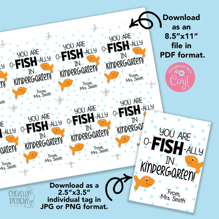 Editable - You Are o-FISH-ally in Kindergarten - Printable - Digital F ...