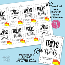 EDITABLE - No Tricks Just Treats - Candy Corn Halloween Gift Tags - Pr ...