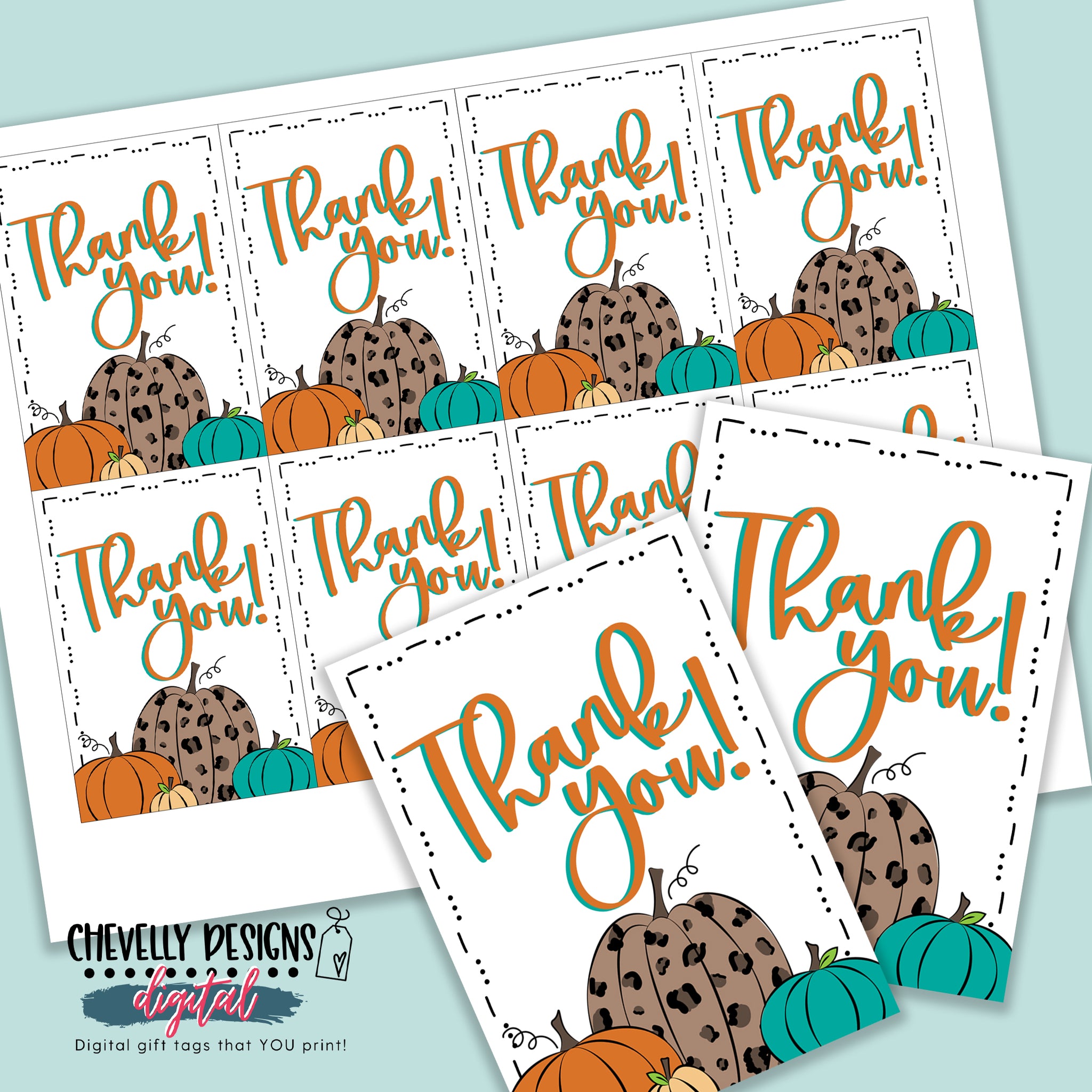Printable Fall Thank You Gift Tags - Leopard Pumpkin - DIGITAL FILE ...