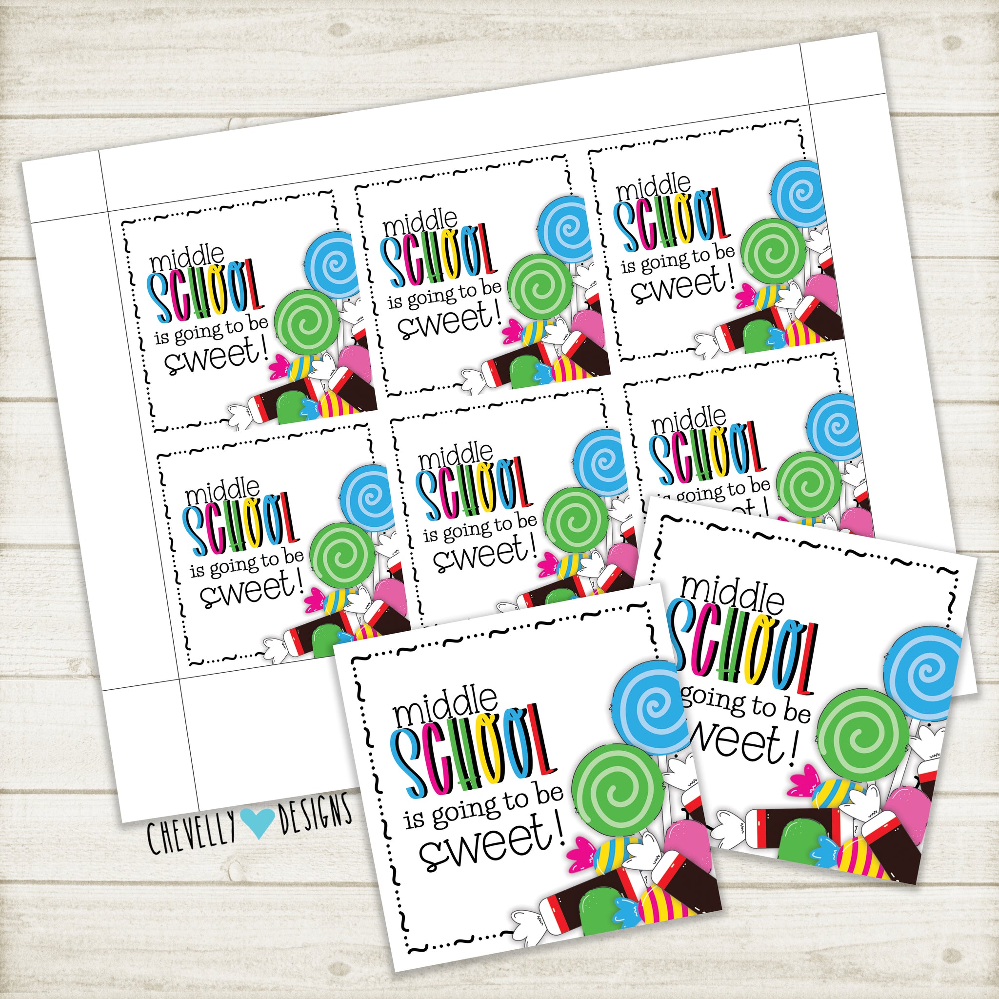 Printable "Middle School is going to be Sweet" Gift Tags - Instant Dig ...
