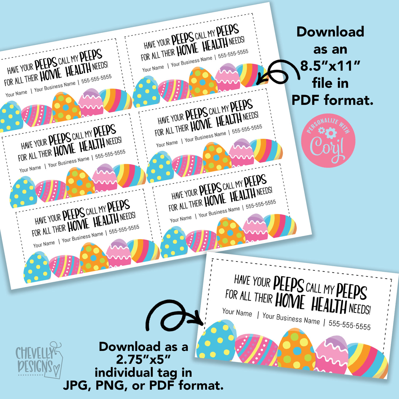 Editable Printable Easter Referrals Marketing Gift Tags, Call My Peeps ...