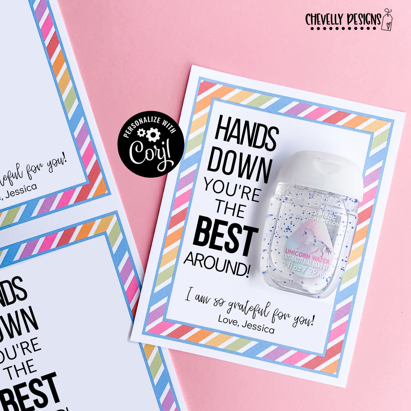 Editable - Hands Down You're the Best Around - Hand Sanitizer Gift Tag ...