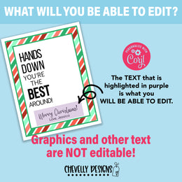 Editable Digital File - Hands Down You're the Best Around! - Hand Sani ...
