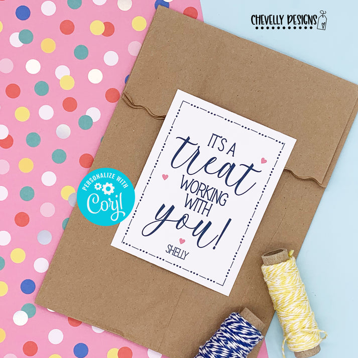 Editable - It's a Treat Working With You - Staff Appreciation Gift Tag ...