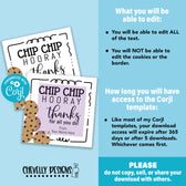 EDITABLE - Chip Chip Hooray - Thank You Cookie Appreciation Gift Tags ...