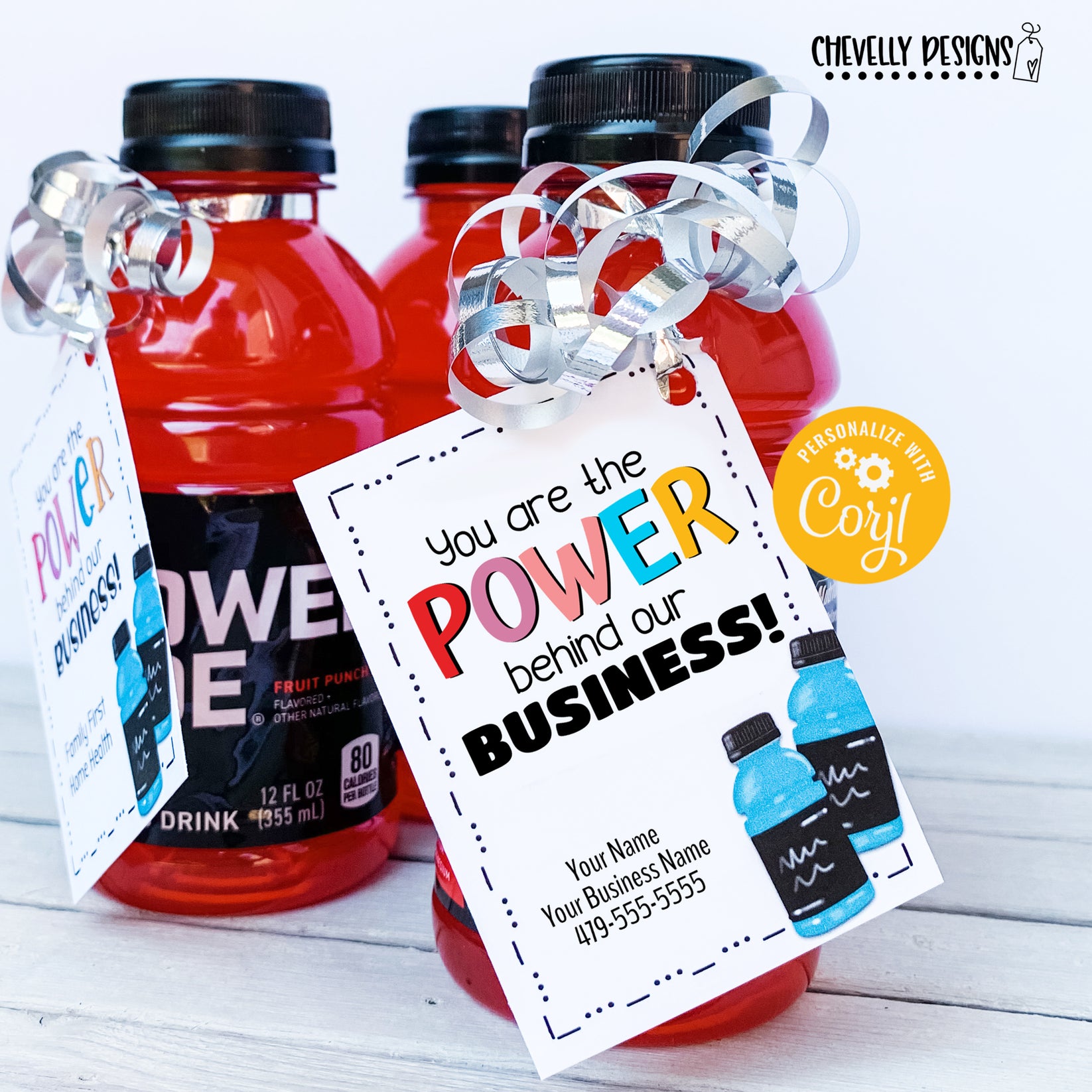 Editable - Power-ade Referral Gift Tags - You are the POWER behind our ...