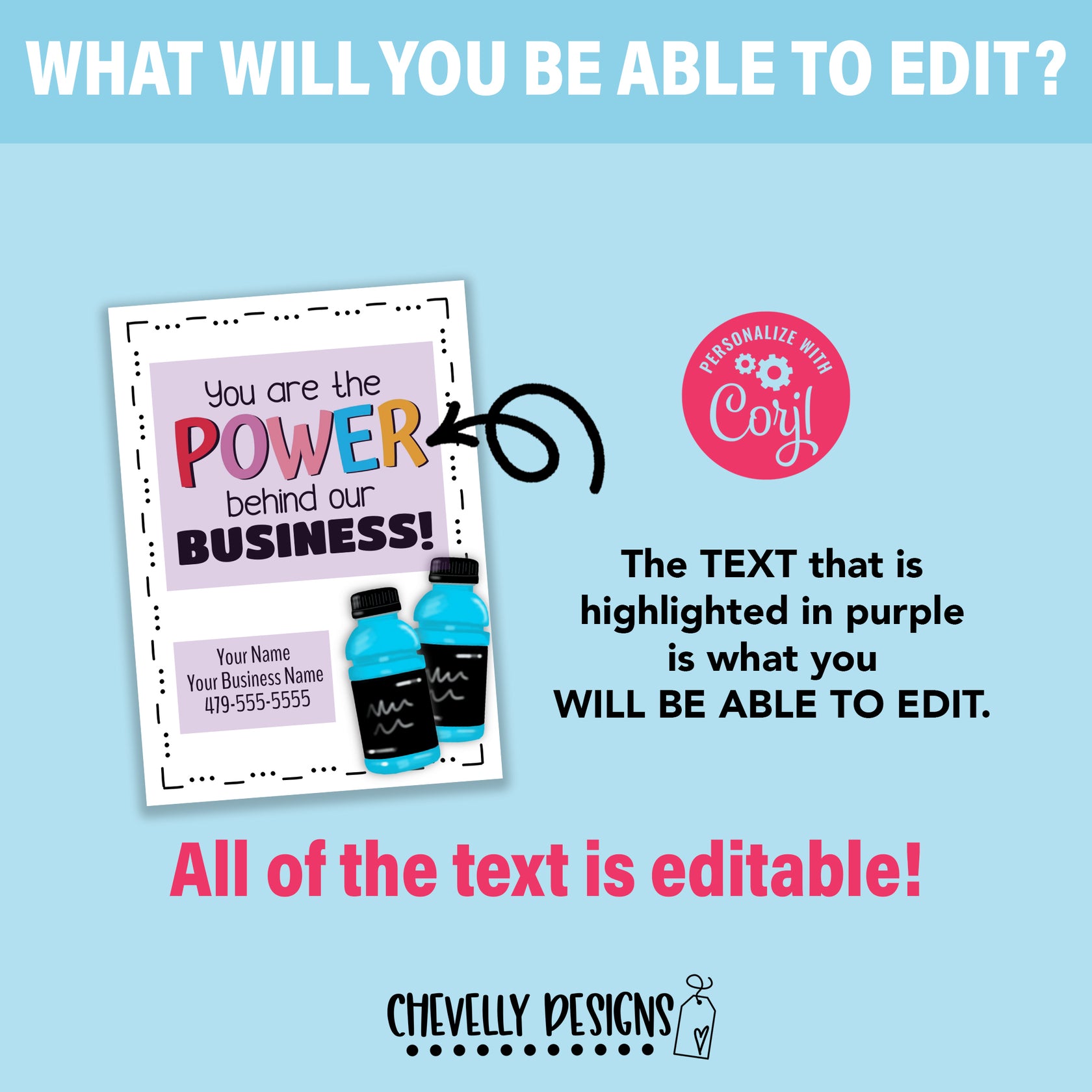 Editable - Power-ade Referral Gift Tags - You are the POWER behind our ...