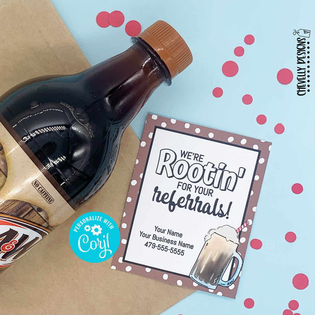 Editable - Rootin For Your Referrals - Root Beer Gift Tags - Business ...