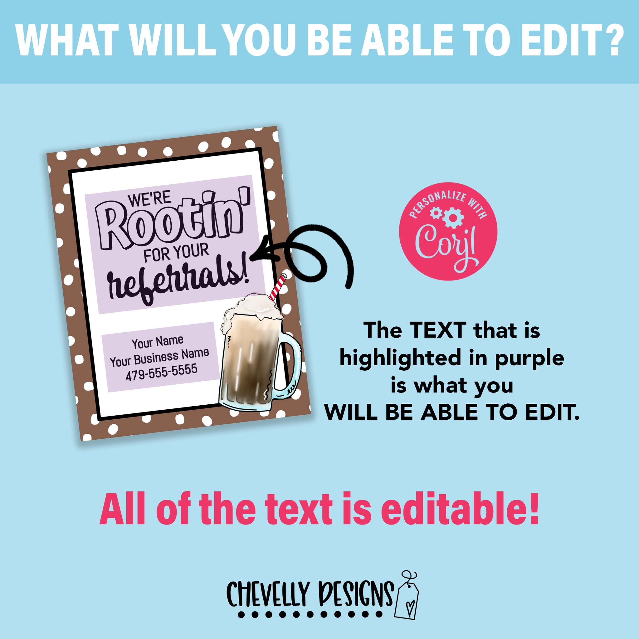 Editable - Rootin For Your Referrals - Root Beer Gift Tags - Business ...